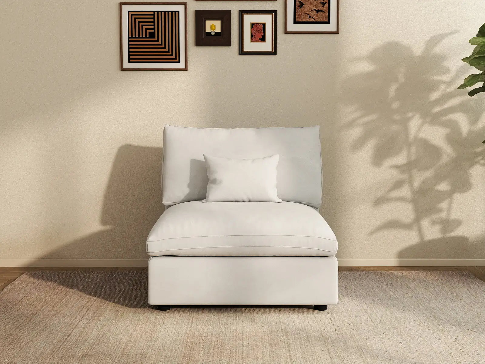 White Slope Cloud Sectional Sofas Single Sofa 1-seater | WJS Home