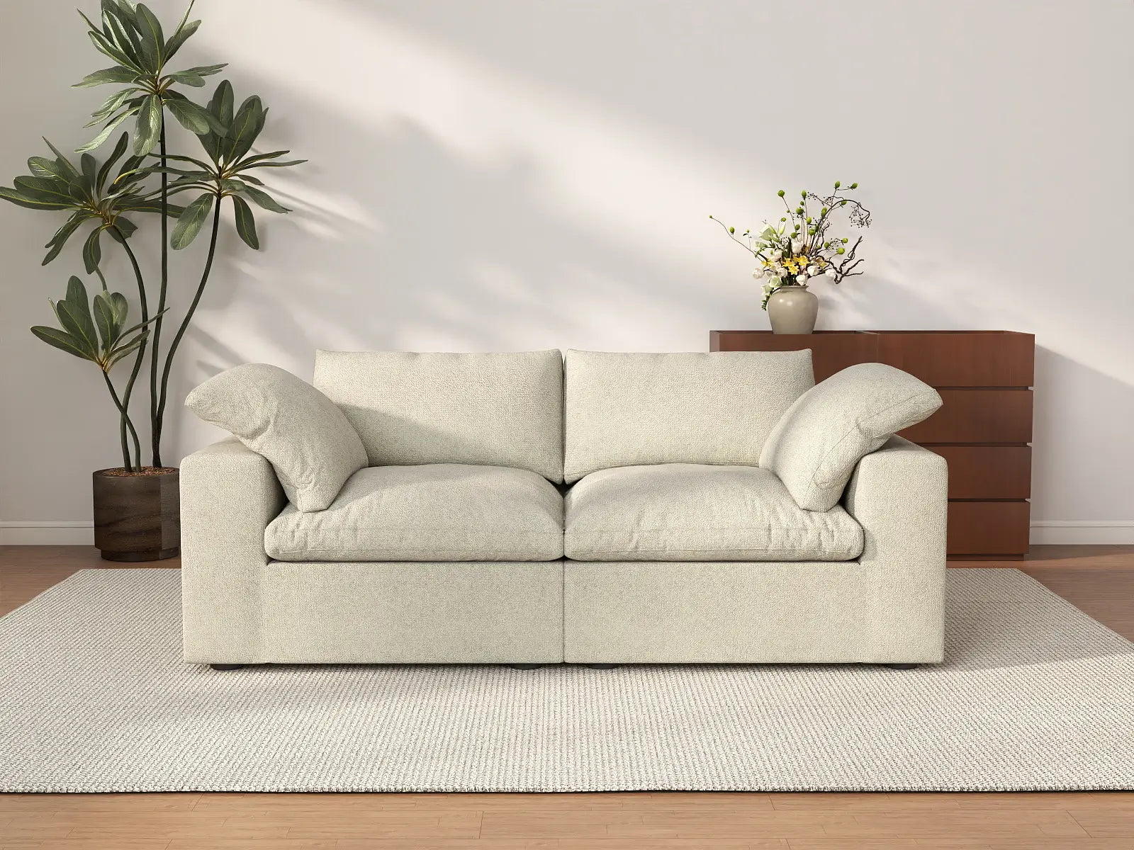 Khaki Premium Cloud Sectional Sofas Loveseats 2-seaters | WJS Home