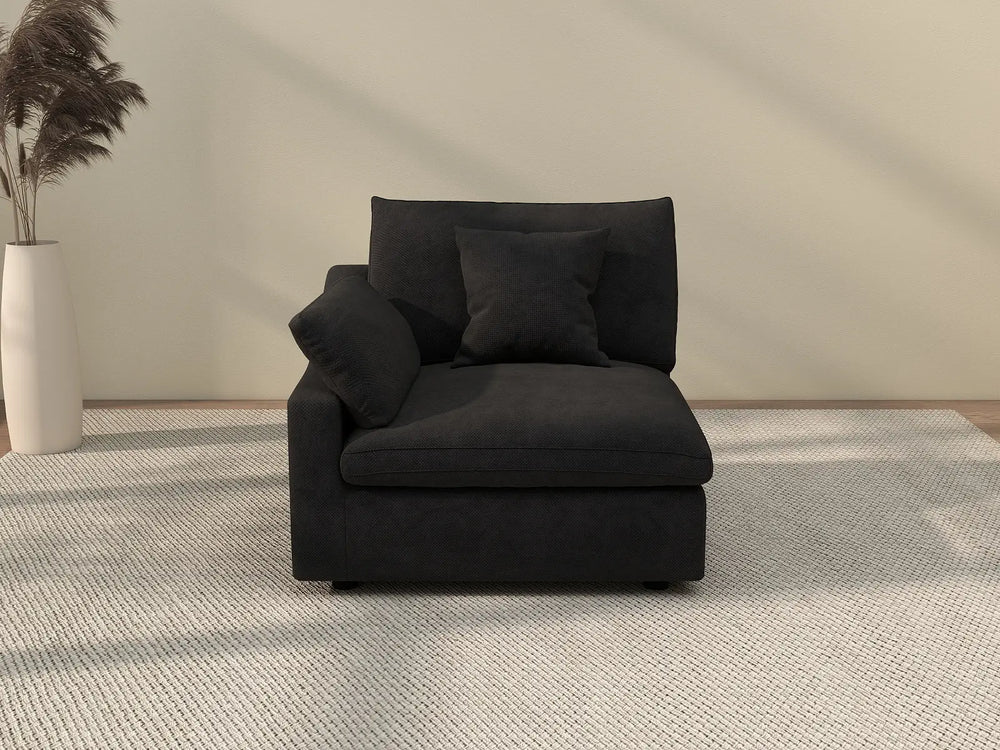 Linen Black Left Arm Seat 1-Seater - Deluxe Slope Cloud Sectional ...