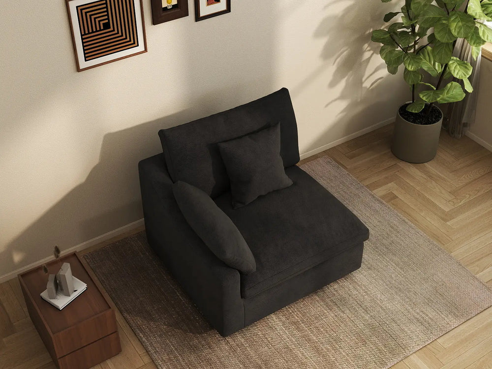 Linen Black Left Arm Seat 1-Seater - Deluxe Slope Cloud Sectional ...